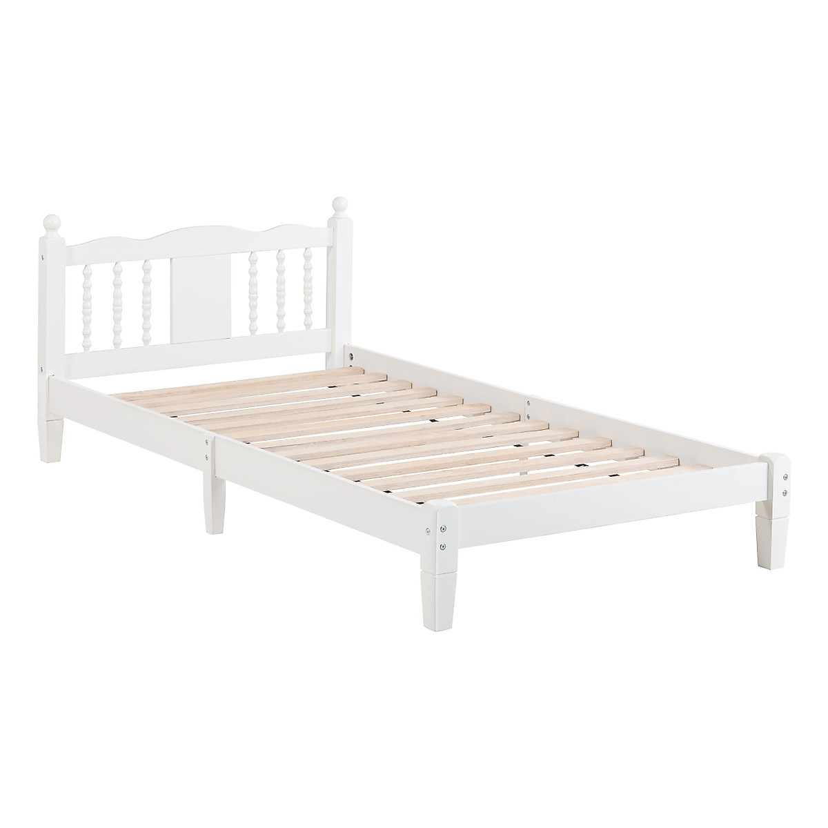 Bellemave Kids Twin Bed, Wooden Twin Platform Bed for Boys, Girls, Teens, Twin Size Bed Frames for Kids, White Twin Bed Frame, White
