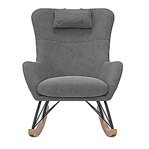 Baby Relax Cranbrook Rocker Accent Chair with Storage Pockets, Gray