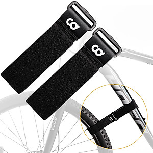 CyclingDeal Pack of 2 Bike Rack Straps - Bicycle Wheel Stabilizer for Car, Garage Rack, Repair Stand - Double Sided Extra Long Adjustable Hook and Loop Straps - Universal Fit Bikes