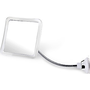 MIRRORVANA Flexible Fogless Shower Mirror for Bathroom Shaving with Height Adjustable Gooseneck Extension, 360° Swivel and Upgraded Suction Cup - Shatterproof 6.3" x 6.3" Surface