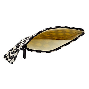 PAZIMIIK Makeup Bag Large Zipper Corduroy Make Up Pouch for Purse Travel Canvas Cosmetic Organizer for Women Brush Storage,Checkered Black