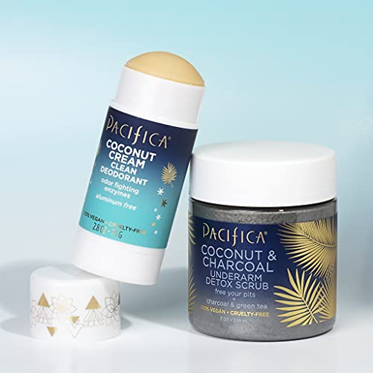 Pacifica Beauty Coconut and Charcoal Underarm Detox Scrub for Natural Deodorant Users, Non Aluminum, Safe for Sensitive Skin, 100% Vegan & Cruelty Free + Clean Beauty, Fresh, 2 Count