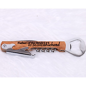 Personalized Engraved corkscrew opener Personalized wood bottle opener Wine corkscrew, custom bottle opener Bottle Openers Laser Engraved