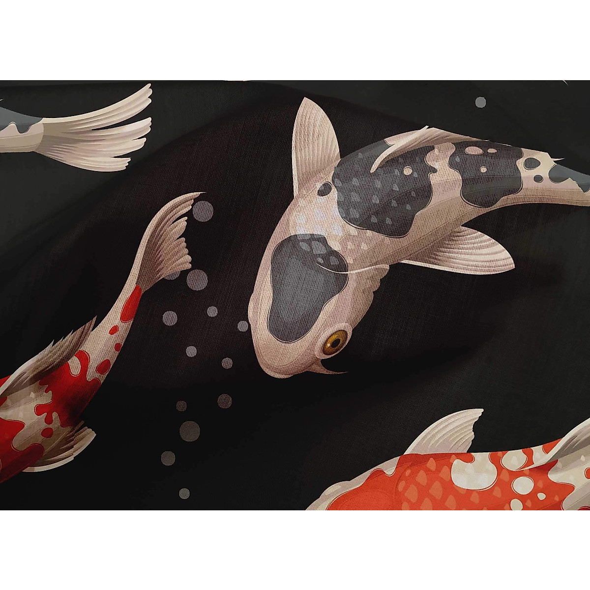 oneOone Cotton Cambric Black Fabric Bubbles & Koi Fish Ocean Sewing Material Print Fabric by The Yard 56 Inch Wide