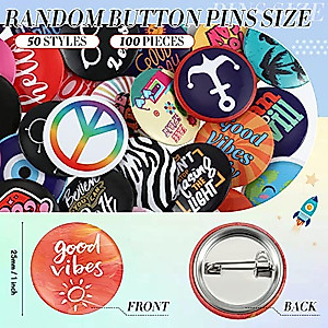 Kigeli 100 Pcs 80's Buttons Pins 1 Inches/ 25 mm Retro Punk Button Pin Slogans Sayings Pinback Buttons for Backpacks Clothes Bags Hats Jeans Decoration