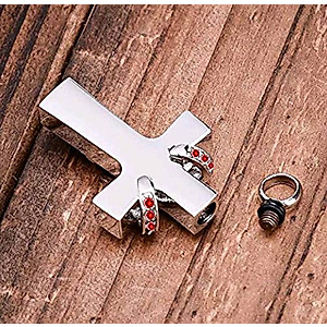 MEMORIALU Grandma Cross Urn Necklaces for Ashes Red Cremation Keepsake Memorial Pendant Necklace