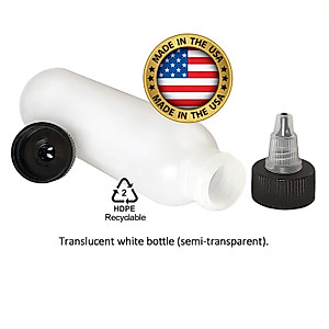 510 Central Cosmo Bottles with Twist Top Dispensing Caps (4oz, 12 pack) - HDPE Plastic Bullet Shape - Made in USA