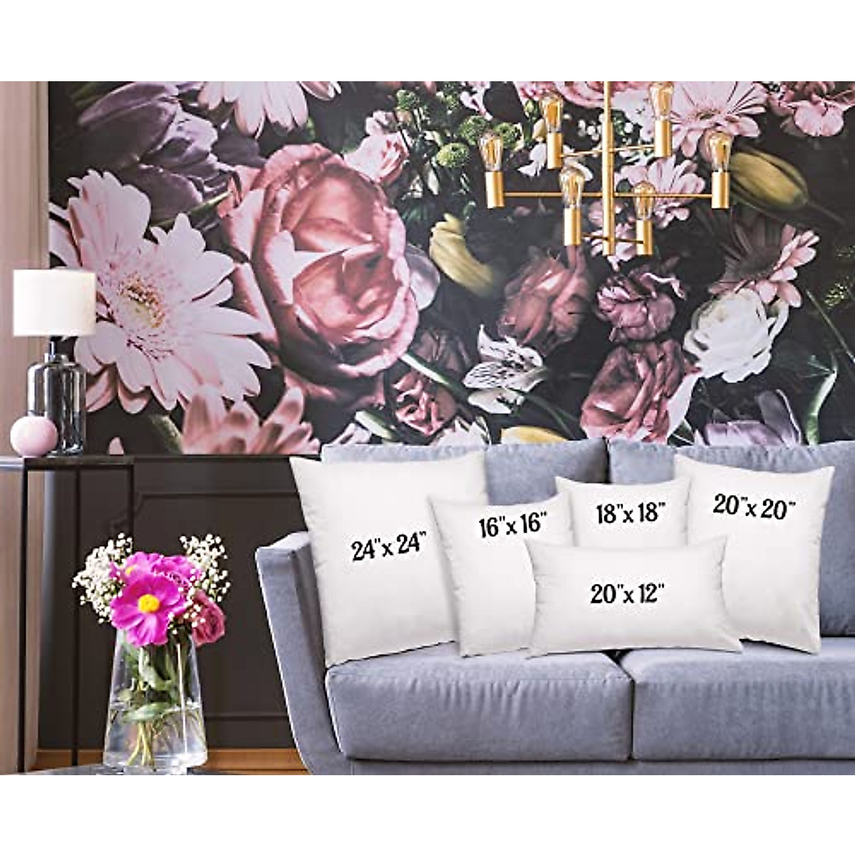 Ambesonne Vintage Throw Pillow CushiCase Pack 4, Bohemian Ornamental Leaves Dahlia Pattern Geometric Art Curlicue Motif, Modern Accent Double-Sided Digital Printing, 20" x 12", Blue Olive Green White