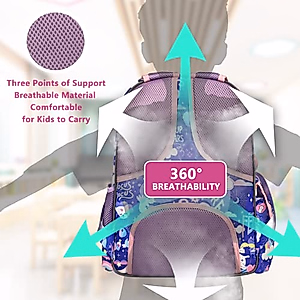 16 Inch Girls Backpack with Lunch Box and Pencil Case 3 in 1 Cute Purple Cat Backpacks for Girls Kindergarten Preschool Elementary Kawaii Kids Backpack with Bento Lunch Bag