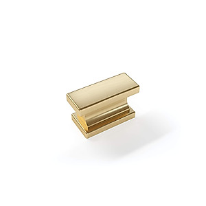 NewAge Products Home Cabinet Brushed Brass Contemporary Square Knob, Cabinet Pull Handles, 80242