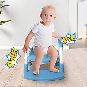 COLOR TREE Potty Training Seat with Anti-Slip Step Ladder, Toddler Toilet Seat Potty Training Toilet for Kids, Toddler Potty Seat for Toilet, Baby Toilet Potty Chair for Boys Girls,Blue