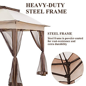 KEDY 11'x11' Pop Up Gazebo with Mosquito Netting, Outdoor Canopy Gazebo Tent for Patio, Deck and Backyard, w/Carry Bag, Beige