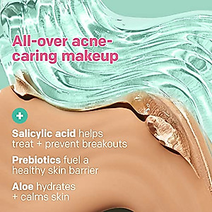 Almay Clear Complexion Acne Foundation Makeup with Salicylic Acid - Lightweight, Medium Coverage, Hypoallergenic, -Fragrance Free, for Sensitive Skin , 200 Buff, 1 fl oz.