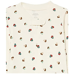 Amazon Essentials Unisex Babies' Cotton Footless Zip-Front Sleep and Play, Pack of 3, Light Green/Strawberries/Stripe, 6-9 Months