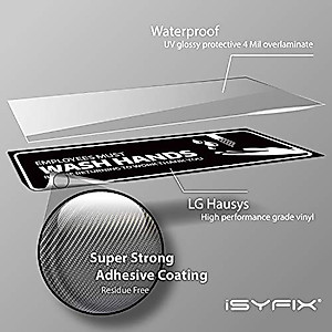 iSYFIX Employees Must Wash Hands Stickers – 2 Pack 9x3 Inch – Premium Self-Adhesive Vinyl Laminated for Ultimate UV, Weather, Scratch, Water & Fade Resistance, Wash Hands Before Returning to Work Sign