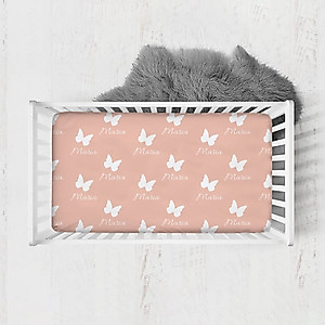 Personalized Baby Crib Sheets with Name and Icon, Design Your Own Baby Fitted Sheets for Girls Boys, Custom Pack and Play Sheets, Crib Mattress Sheets, Mini Crib Sheet | Name Crib Sheets