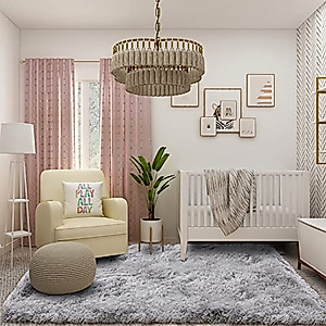 WanderGo Area Rug Shaggy Rug 4x6 Feet with 4 Rug Grippers, Upgrade Thick Soft Furry Rug Carpet for Kids, Baby, Teen, Girls, Boys, Bedroom, Living Room, Nursery Room, Dorm Room, Gray