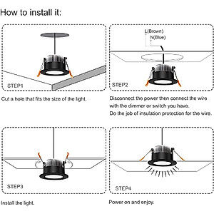 2 inch LED Recessed Lighting Dimmable Downlight, 3W(35W Equivalent), 3000K Warm White, Black LED Recessed Light with LED Driver (8 Pack)