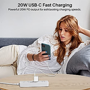 TOZO C1 USB C 20W PD Power Adapter Fast Wall Charger Type C Compatible for iPhone 14/14 Plus/14 Pro/14 Pro Max,iPhone 13/12/Pro/Pro Max/11,iPad Pro,Samsung Galaxy White(Cable not Included)