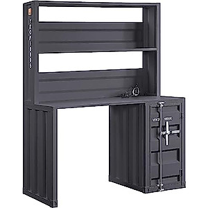 ACME Cargo Desk & Hutch - - Gunmetal
