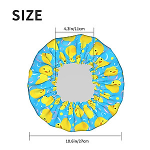Yellow Rubber Ducks Shower Cap For Women Adjustable Double Waterproof Layers Bathing Shower Hat Hair Protection Reusable Ladies Spa Salon Shower Hat