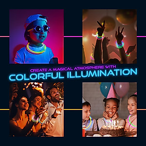 Glow Sticks Party Pack - 240 PCS That Includes, 100 Pcs 8 Inch Glow sticks,10 Pcs Ultra-Bright 6 Inch Glow Sticks, And All Exciting Accessories – Create Glow In The Dark Necklaces, Bracelets, Glasses, Headbands, Balls, Flowers And Much More, Neon Light St