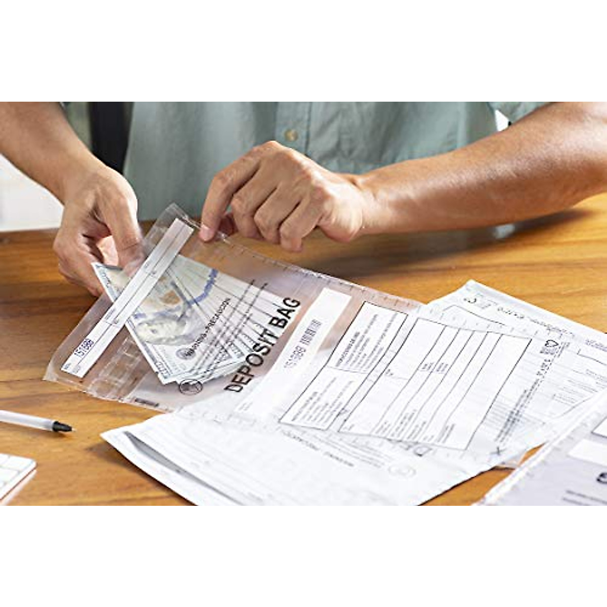 USPACKSMART Deposit Bags 9”x12”. Clear Plastic Bags Ideal for Cash Handling or Bank Deposits. 100-Pack (1208-00)