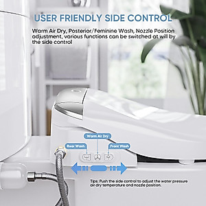 LEIVI Smart Bidet Toilet Seat with Wireless Remote and Side Panel, Multiple Spray Modes, Adjustable Heated Seat, Warm Water and Air Dryer, Auto LED Nightlight, Round