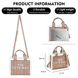 JQAliMOVV The Tote Bags for Women - Personalized Leather Mini Top-Handle Crossbody Handbag for Travel Work Shopping (Khaki)