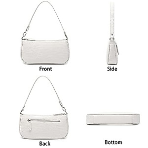 HROECHY Shoulder Bags for Women Small White Purse Y2K Handbag Crocodile Pattern Clutch 90s Purses