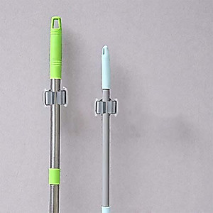 Vankcp 10Pcs Broom Mop Wall Mount Holder Gray Wall Rack Organizer Bathroom Storage Hanger with Screws for Home, Kitchen, Garden