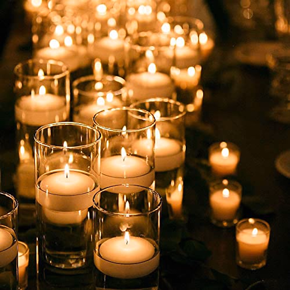 Floating Candles 2” 6 Hour White Unscented Dripless Wax Discs, Floating Candles for centerpieces, Cylinder Vases, Wedding, Party, Pool, Holiday