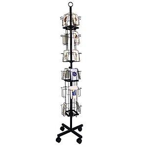 Tongmo Greeting Card Rack: Enhance Your Display with a 24-Pocket Rotating Countertop Solution for Postcards, Brochures, and Greeting Cards (Black, 65”H - 24 Pockets)