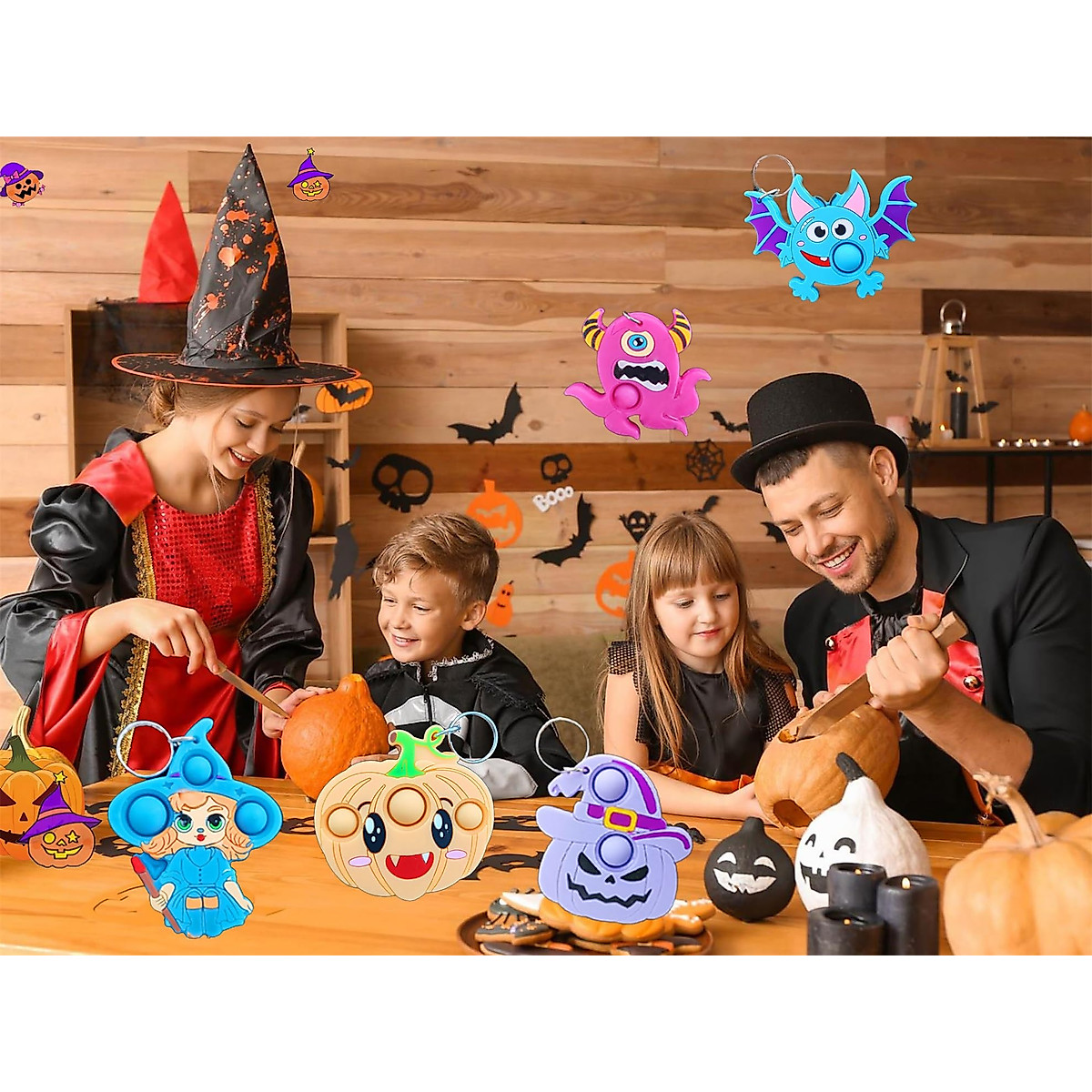 30 Packs Bulk Halloween Spider Ghost Fidget Mini Pop for Kids Party Favors and Classroom Students Gifts