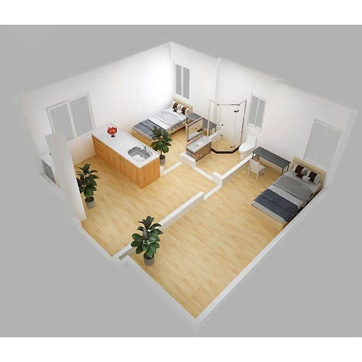 Expandable Prefabricated Container House with Lockable Windows and Doors for Camping, Storage, Outdoor Living (20 Feet), Prefab House for Living, Container House with 2 bedrooms