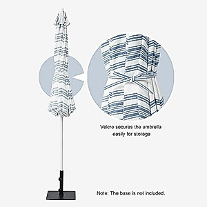 Tempera 9ft Striped Patio Umbrellas Outdoor Table Market Umbrellas with 2-year Nonfading Canopy, 8 Sturdy Ribs, Auto Tilt & Crank, Easy to set