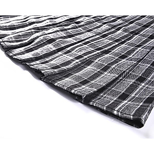 Hoerev Black Grey Plaid Pleated Skater Tennis School Uniform Skirt with Lining Shorts for Women Girls,US 4