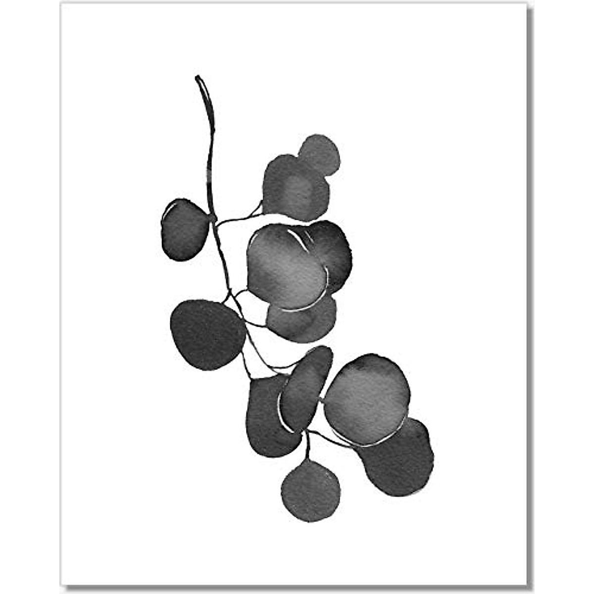 Black And White Wall Art - Eucalyptus Leaves - Botanical Art Prints - Minimalist Pictures - Set of 3-8x10 - Unframed