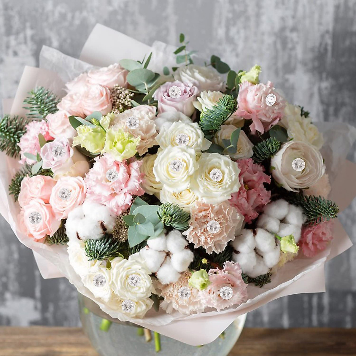 100 Pcs Diamond Pins for Flower Bouquet 2 Inch Corsage Pins Rhinestones Flower Pins Straight Pins for DIY Crafts Crystal Bouquet Holder for Wedding