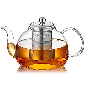 DOPUDO 40OZ (1200ML) Glass Teapot Tea Pot With Infuser, Glass Kettle For Stove Top, Tea Glass Pot, Glass Tea Cup With Infuser And Lid For Loose Leaf Tea Steeper, Microwave Dishwasher Safe