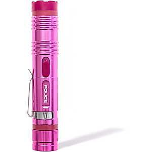 POLICE M12 Aluminum Stun Gun with LED Flashlight, Pink