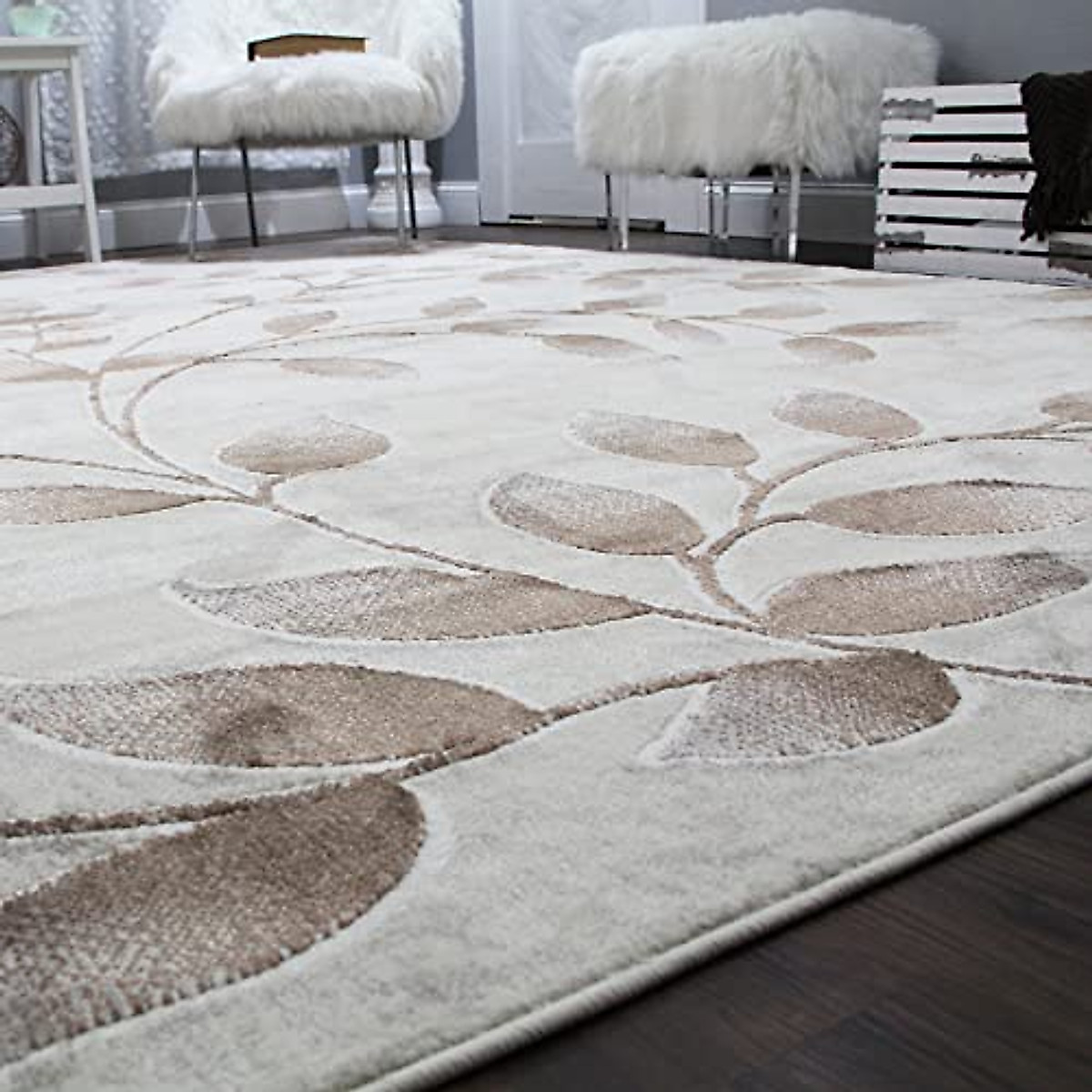 SUPERIOR Palesa Rustic Floral Indoor Area Rug, 2' x 3', Hazelnut (Palesa Indoor)