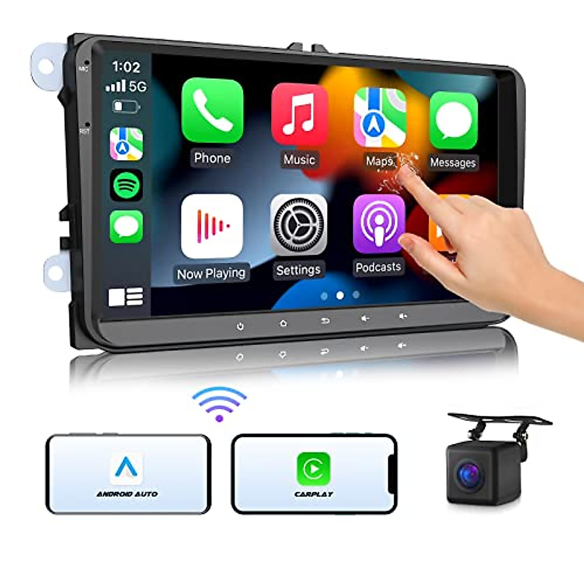 Eonon Apple CarPlay & Android Auto Car Stereo Receiver, Android 10.0 Car Stereo Ultra-Thin 3+32GB Car Radio, Compatible with Volkswagen/SEAT/Skoda, Bluetooth 5.0/4 Sets of UI, 9 Inch-Q53Pro