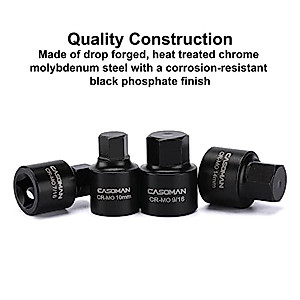 CASOMAN 16 Piece 3/8 Inch Drive Low Profile Impact Hex Driver Set, Cr-Mo, 1/4"-3/4", 6mm-19mm, Impact SAE and Metric Hex Bit Socket Set