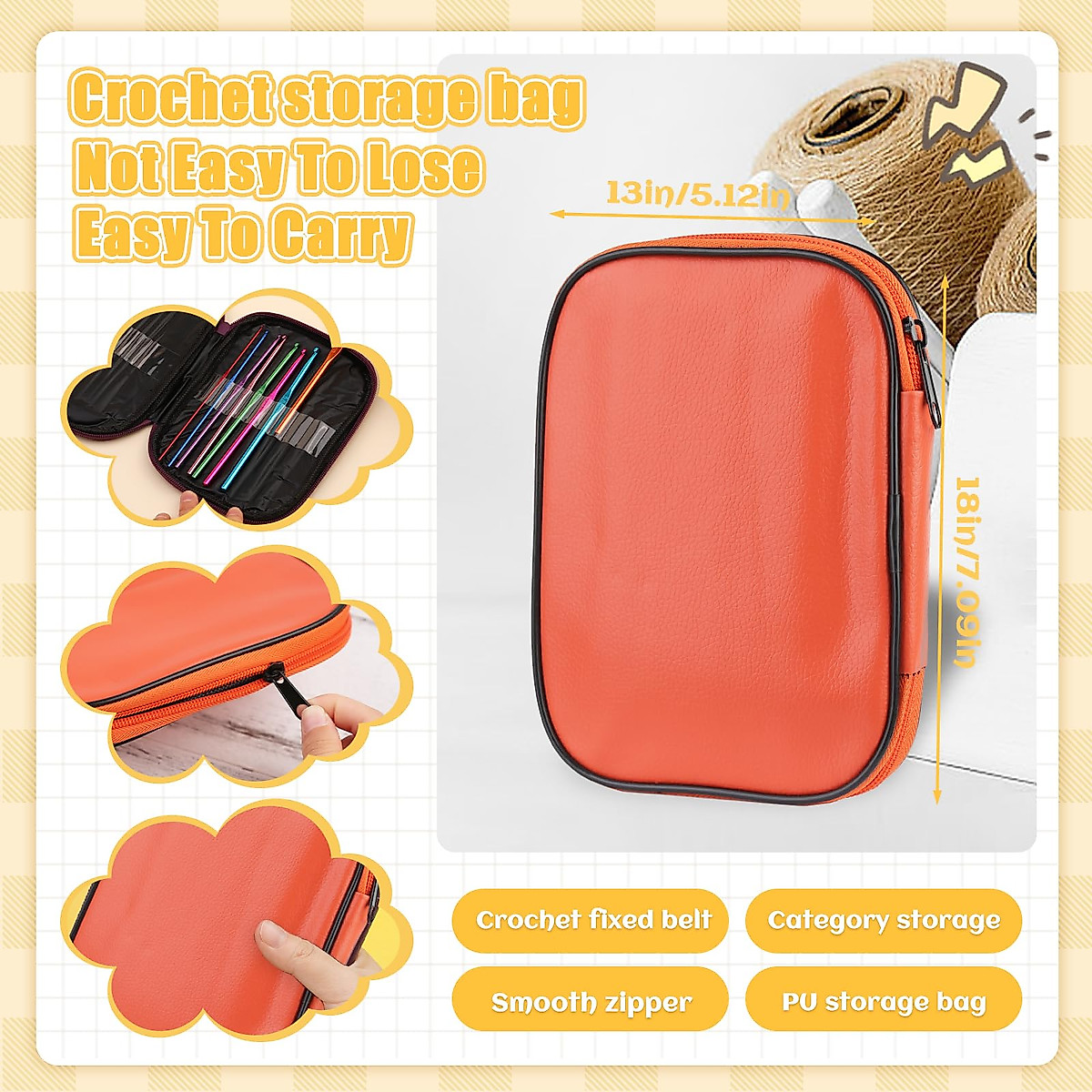 IMZAY 54 Pcs Crochet Needles Set, Crochet Hooks Kit with Storage Case, Ergonomic Knitting Needles Blunt Needles Stitch Marker DIY Hand Knitting Craft Art Tools for Beginners