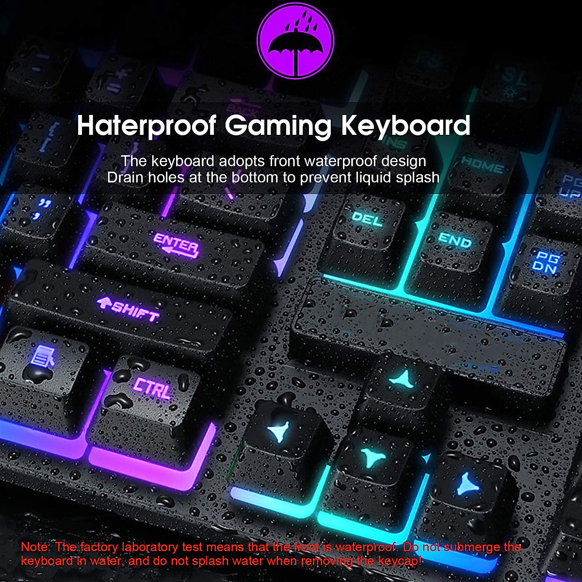 Gaming Keyboard,RGB Backlit Gaming Keyboard,104 Keys USB Wired Mechanical Keyboard,Water-Resistant Design with Drainage Holes,for Desktop,Computer,PC