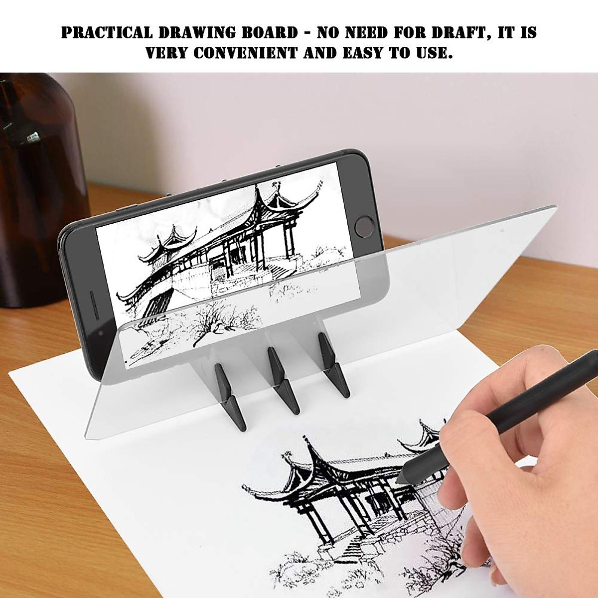 Drawing Projector, Drawing Board, IP65 Stencil Board Light Box Tracing Drawing Board Art Drawing Supplies Sketch Mirror Reflection Phone Dimming with 5 Brackets