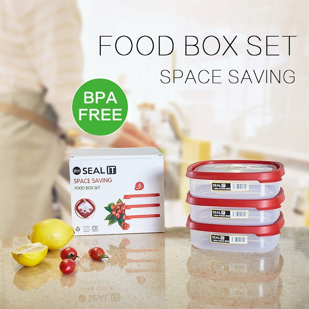 Wham 6PCS BPA Free Reusable Plastic Container Food Saving Storage Set Safe Food Box Set - Airtight, Leakproof, Microwave, Freezer & Dishwasher Safe, Set of 3, (4 Cup)