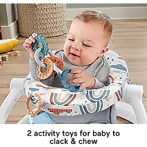 Fisher-Price Baby Playmat Deluxe Kick & Play Piano Gym With Musical -Toy Lights & Smart Stages Learning Content For Newborn To Toddler, Pink and Fisher-Price Baby Sit-Me-Up Floor Seat – Rainbow Showers