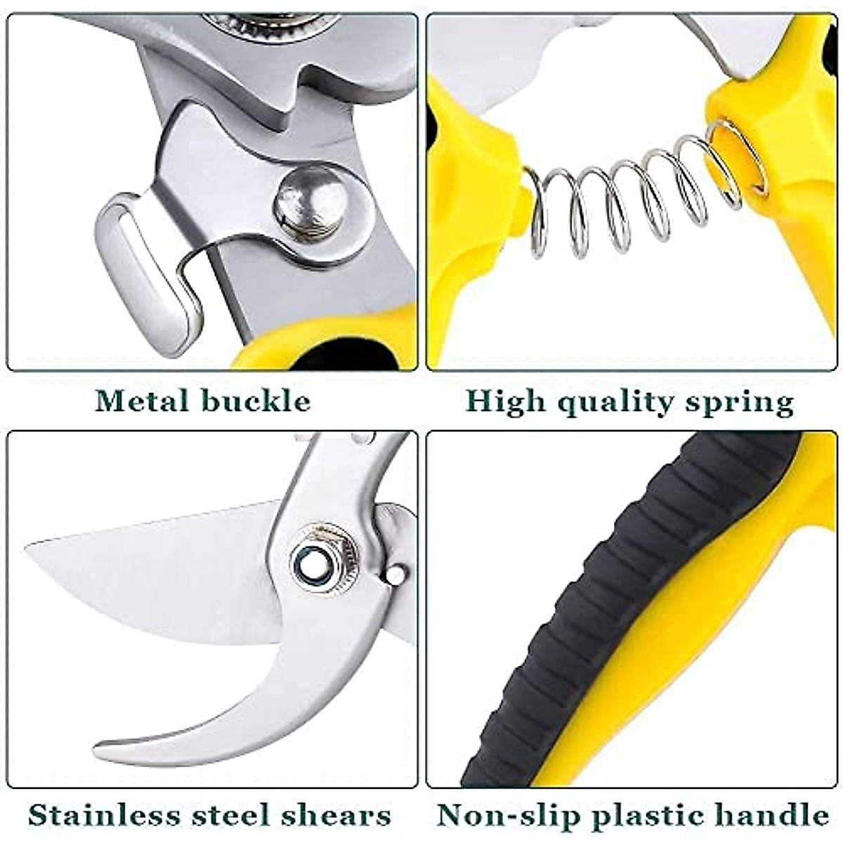 Garden Secateurs, Stainless Steel Pruning Shears, Garden Bonsai Tools, 3 Pack Ergonomic Garden Secateurs Set for Fruit Branch, Hedge, Fruits & Vegetables, Plants(With Garden Gloves and Box)